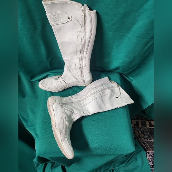 Puma | Shoes | Puma Berlin Moto Leather Boots Womens Size 95 White ...